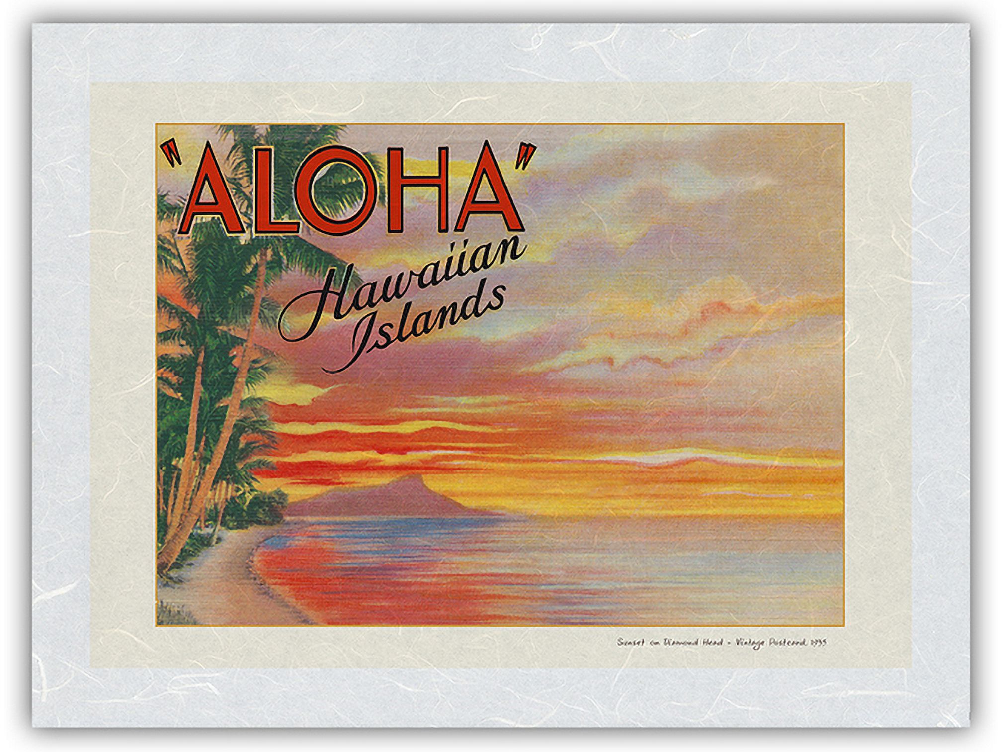 Aloha Hawaiian Islands - Sunset on Diamond Head - Vintage Hawaiian ...