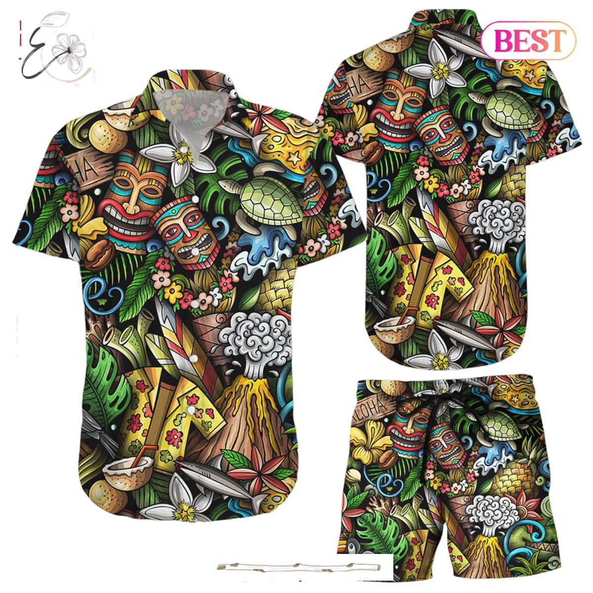 Aloha Hawaiian Shirt Hawaii Seamless Tiki Mask Tropical Hawaii Shirt ...