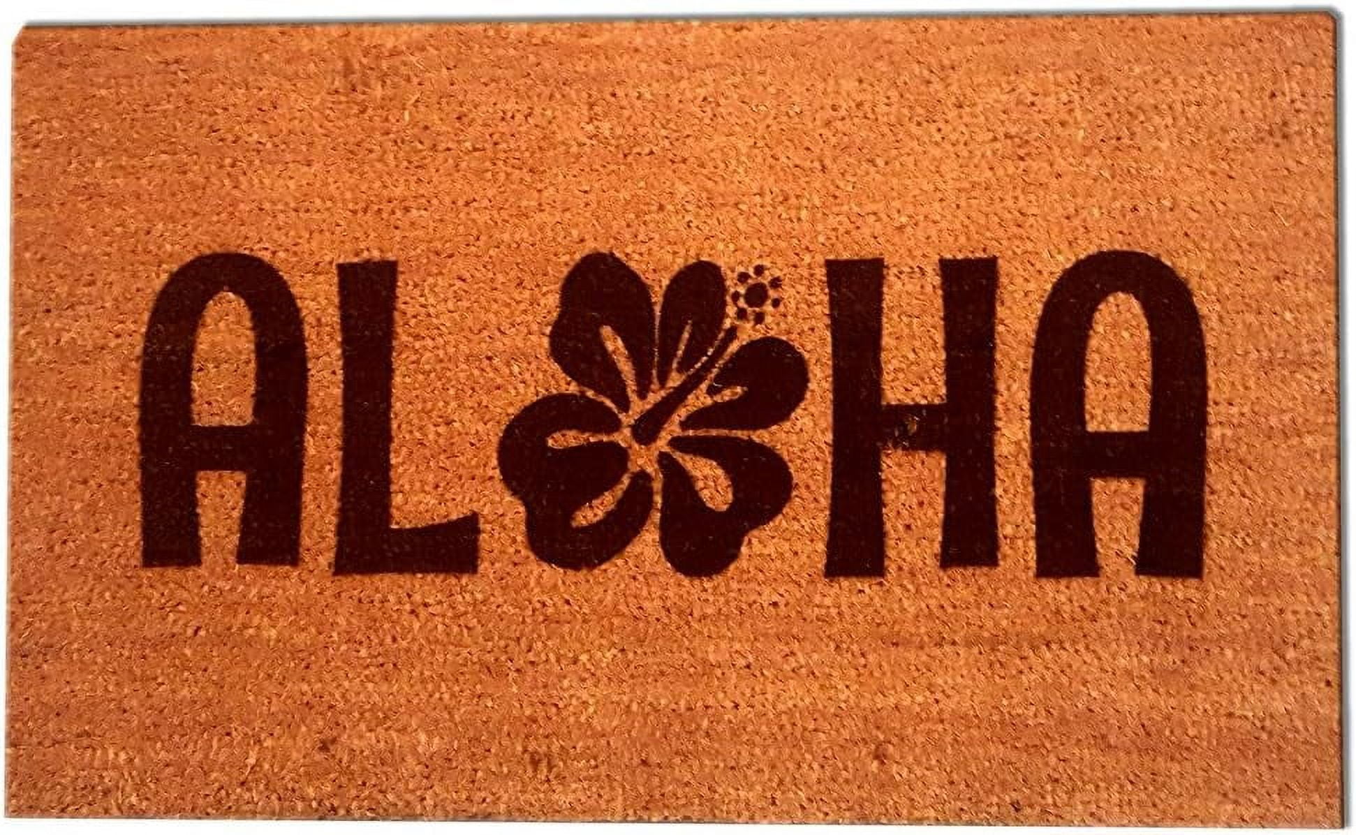 Aloha Hibiscus Flower Laser Engraved Coir Fiber Doormat 30” X 18 ...