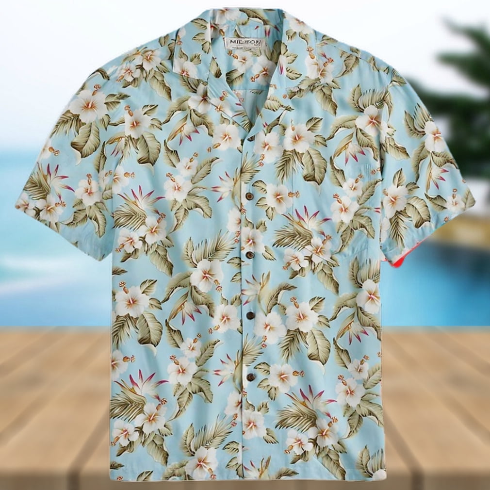 Aloha Hibiscus Sky Blue Beach Summer Awesome Hawaiian Shirt - Walmart.com