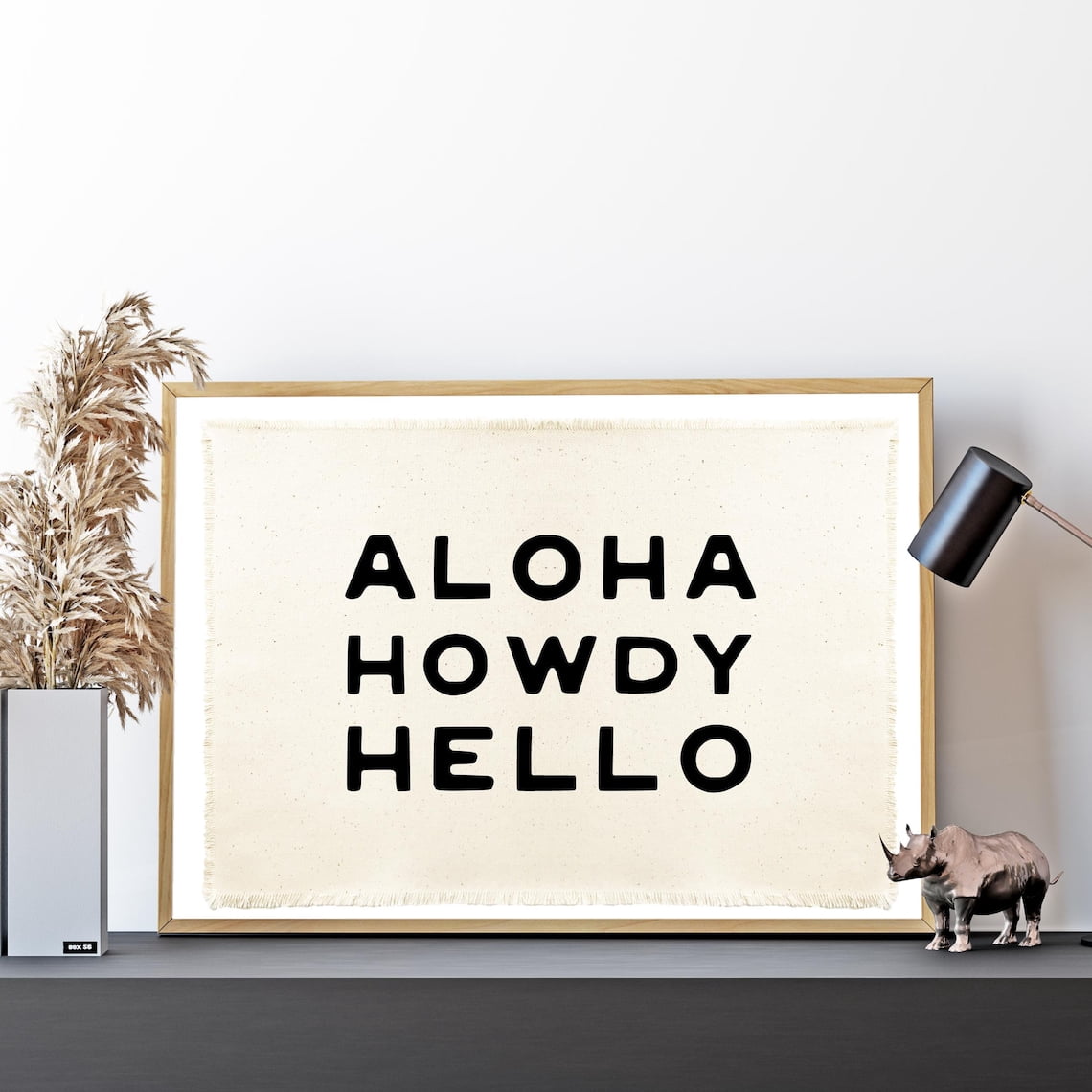 Aloha Howdy Hello Banner Vintage Coastal Western Wall Decor for Beach ...