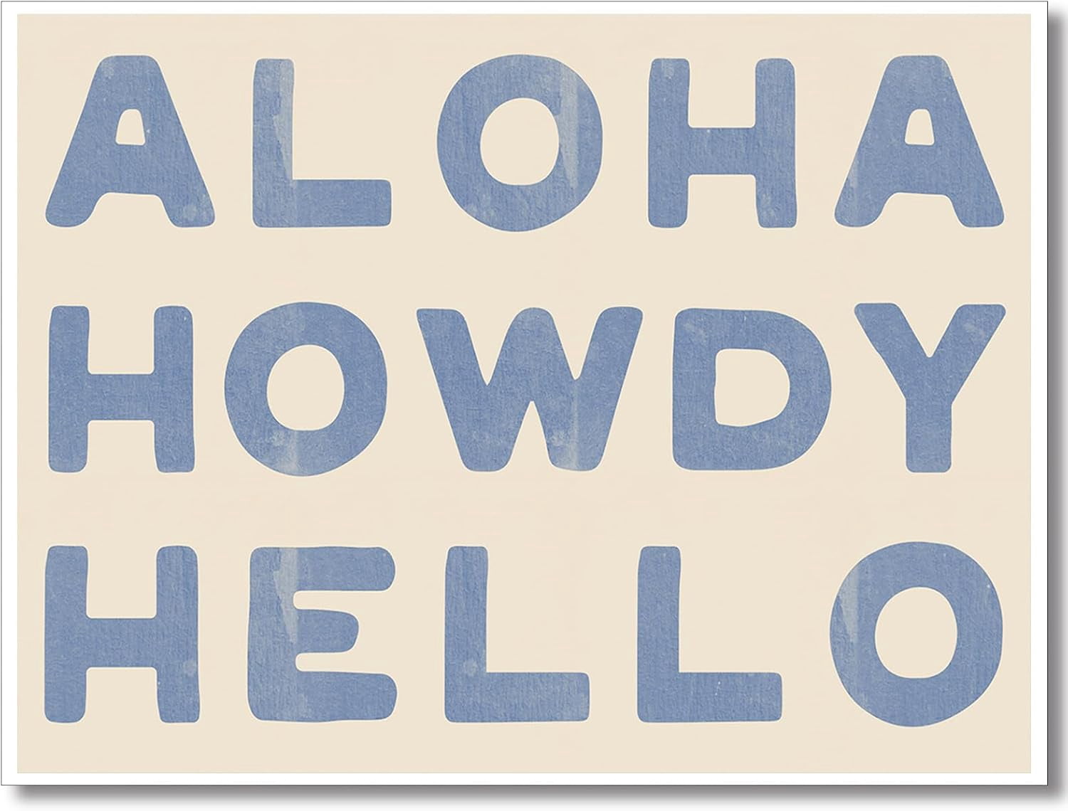 Aloha Howdy Hello Canvas Wall Art, Coastal Cowgirl Poster, Blue Western ...