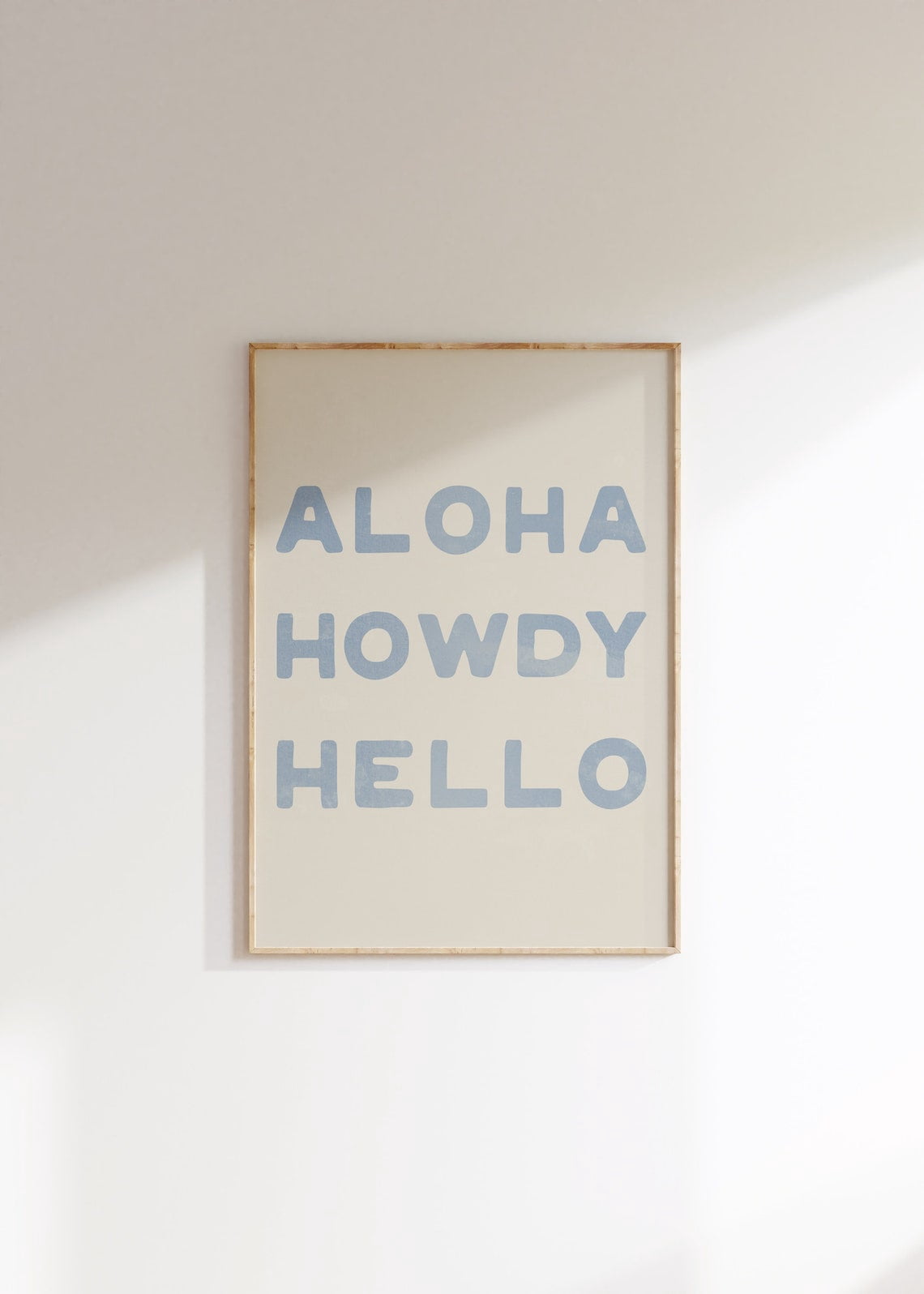 Aloha Howdy Hello Print Coastal Cowgirl Blue Text Unframed Paper Print ...