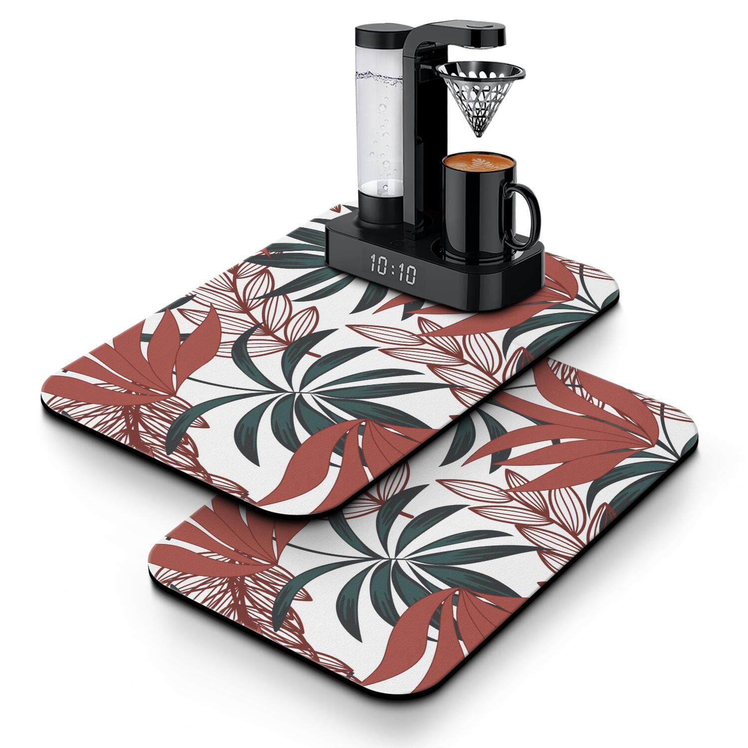 Aloha Inspired Coffee Maker Mat 2 Pack Vibrant Tropical Plant Design ...