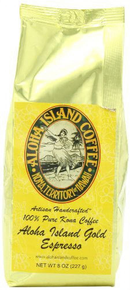 Aloha Island Coffee Espresso Organic 100% Pure Kona Coffee, 8 Oz Ground ...