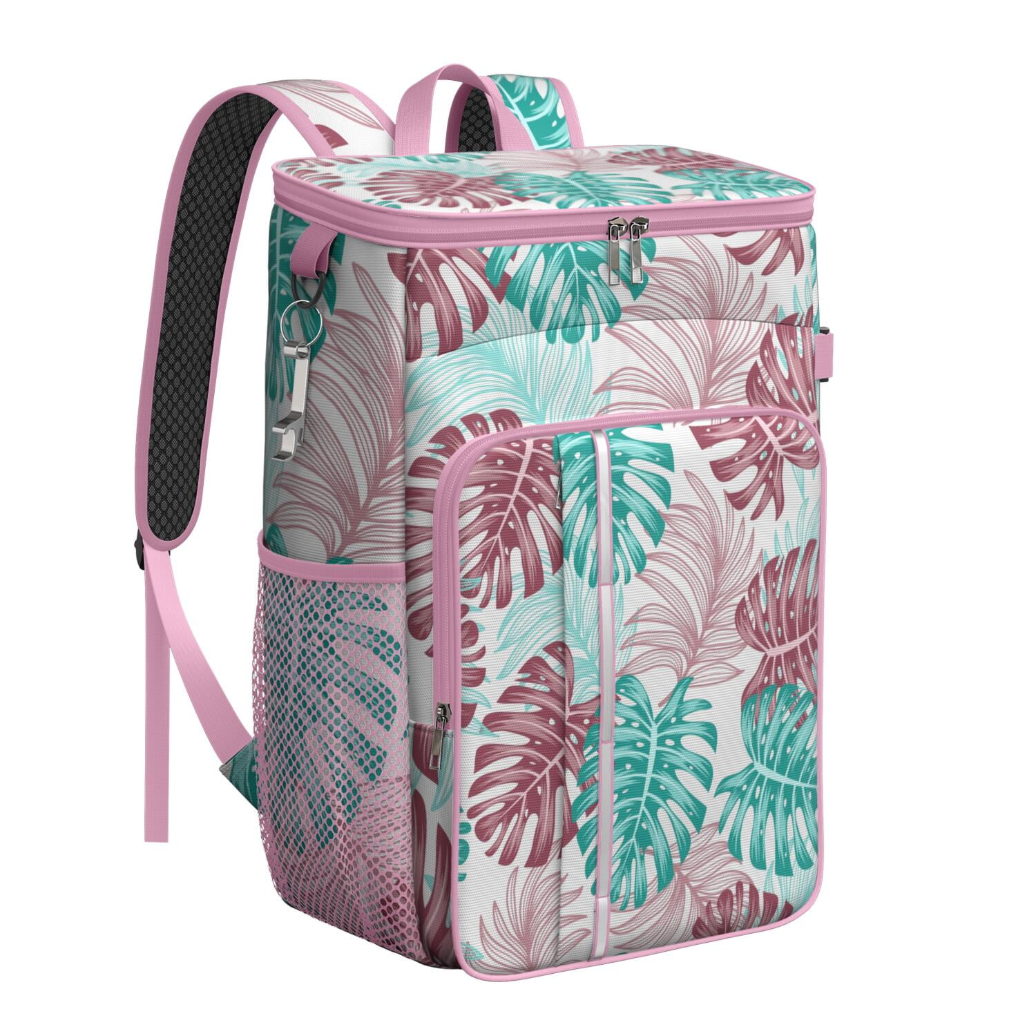 Aloha Jungle Leaves Insulated Cooler Backpack, Leakproof Lunch Bag with ...