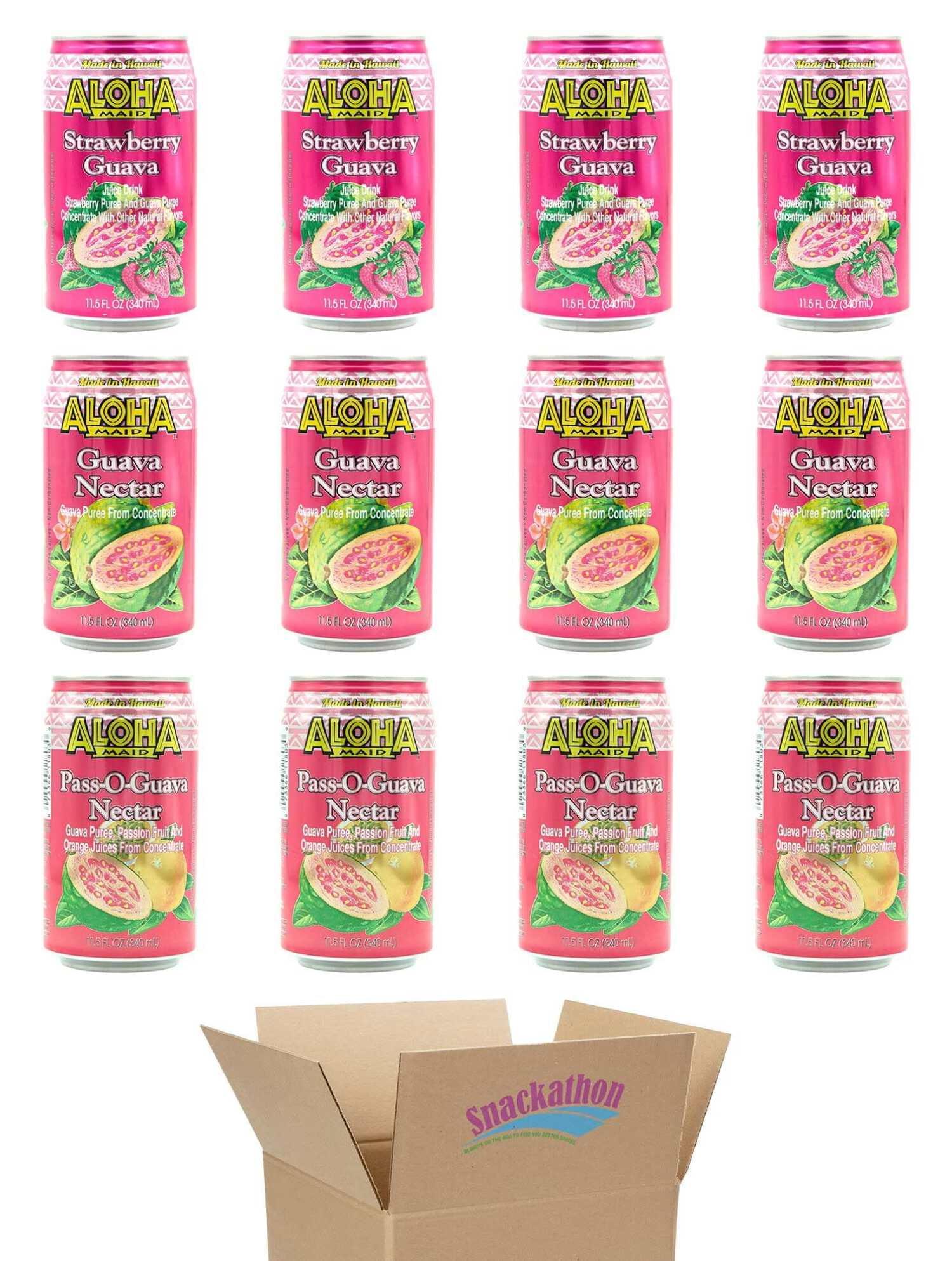 Aloha Maid Drinks, Guava Variety Pack, 3 Flavors, 4 Cans per Flavor ...