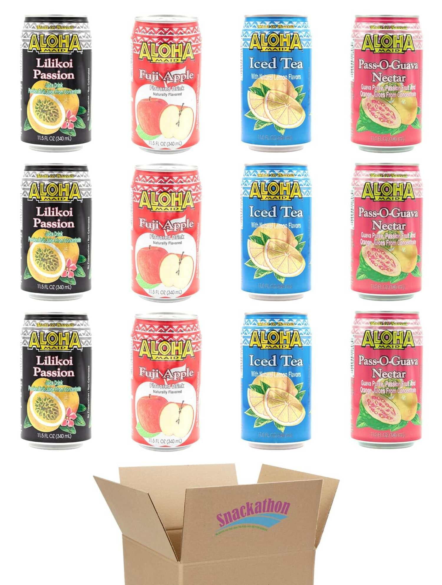 Aloha Maid Drinks, Signature Variety Pack, 4 Flavors, 3 Cans per Flavor ...