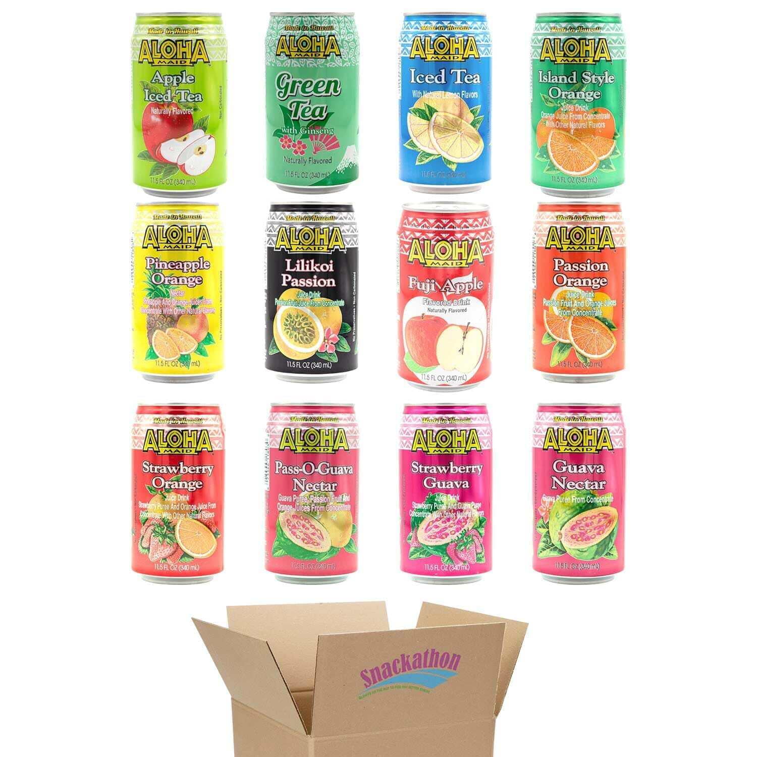 Aloha Maid Drinks Variety Pack, 12 Flavors, 1 Can per Flavor, Total 12 ...