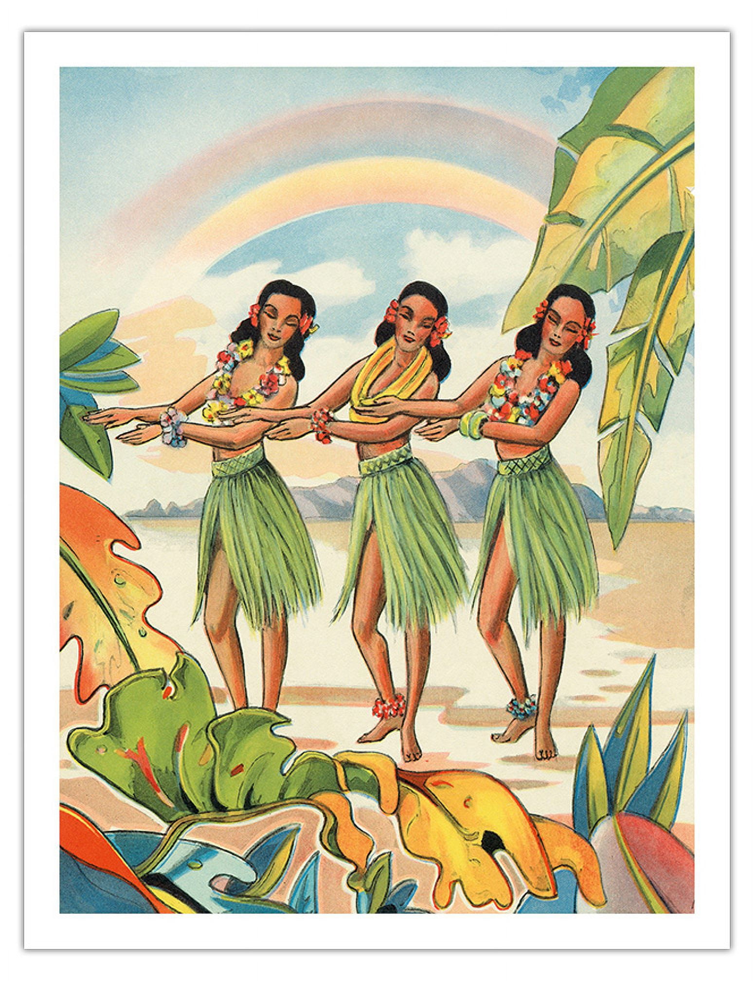 Aloha Nui Loa from Hawaii - Hula Girls - Vintage Hawaiian Airbrush Art ...
