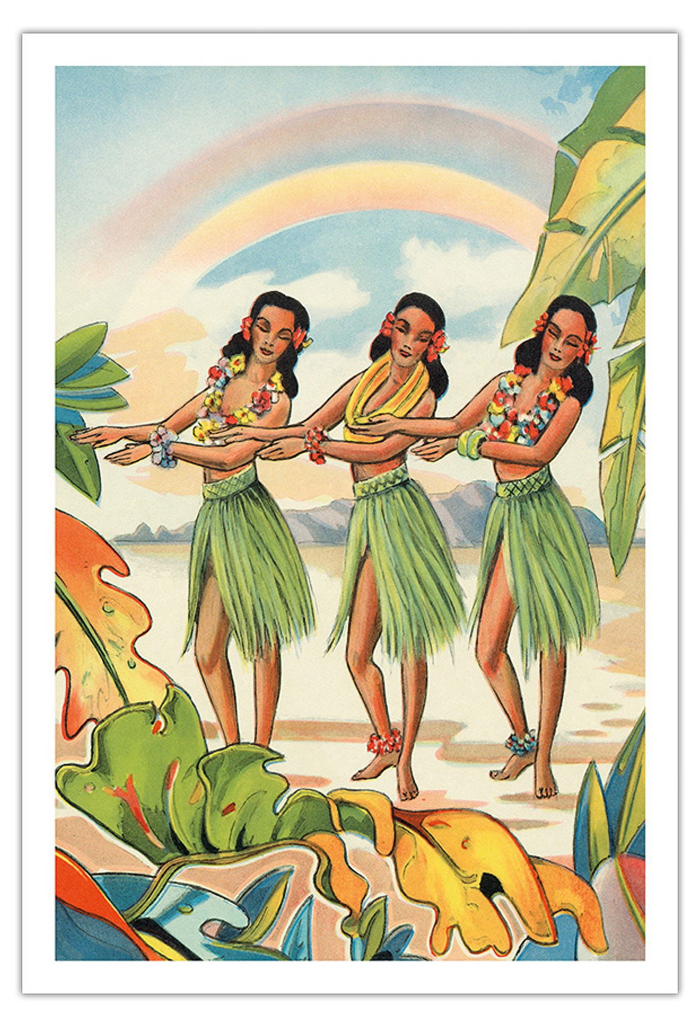 Aloha Nui Loa from Hawaii - Hula Girls - Vintage Hawaiian Airbrush Art ...