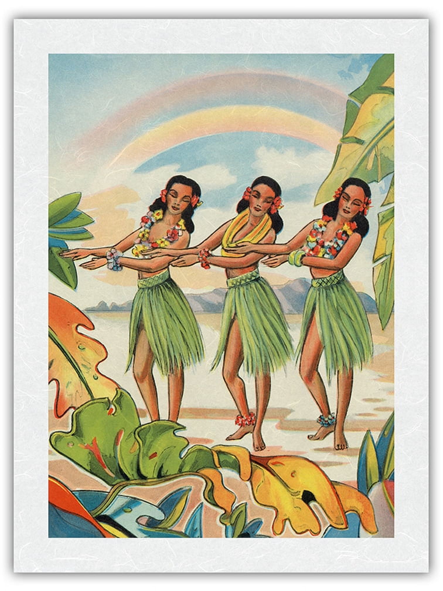 Aloha Nui Loa from Hawaii - Hula Girls - Vintage Hawaiian Airbrush Art ...