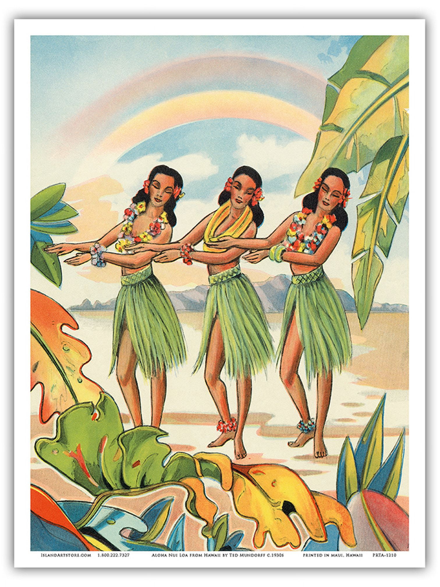 Aloha Nui Loa from Hawaii - Hula Girls - Vintage Hawaiian Airbrush Art ...