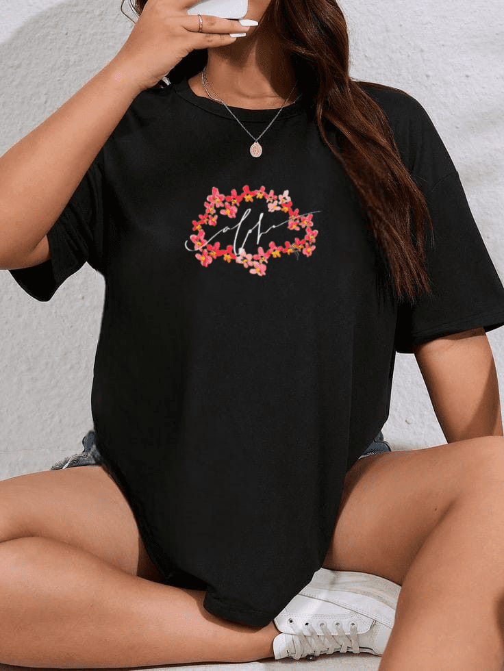 Aloha Orange Orchid Lei and Tropical Accent Unisex T-Shirt, for men & women, up to size 5XL ...