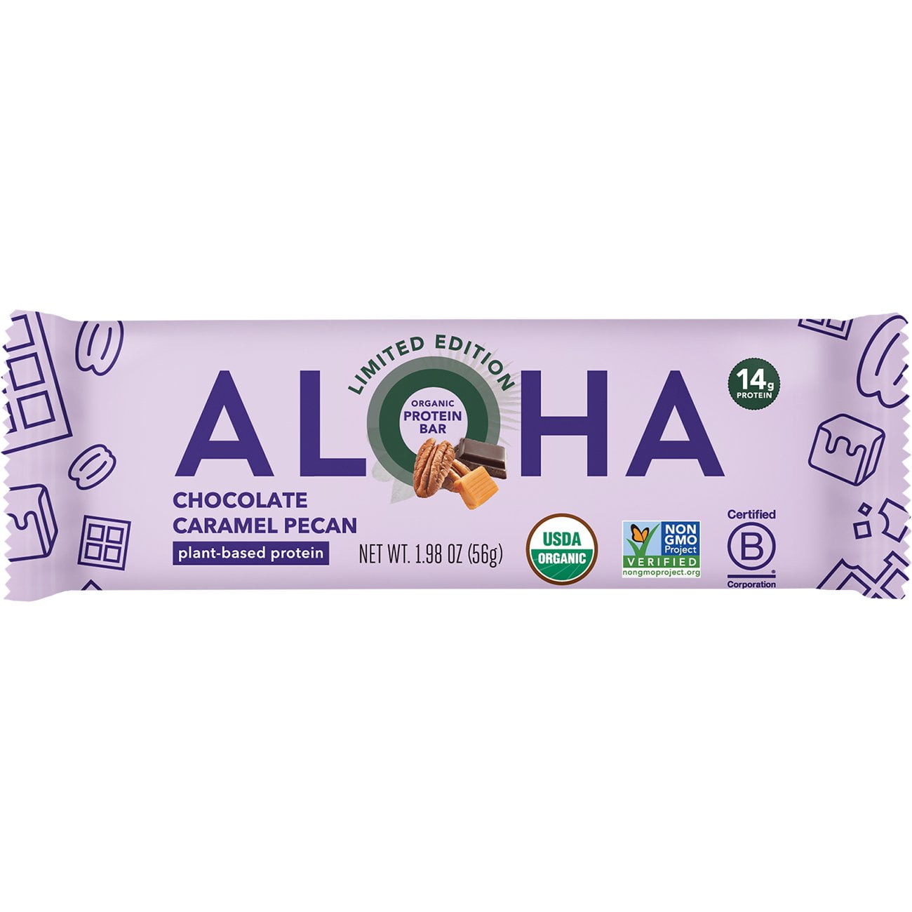 Aloha Organic 14g Protein Bar - Chocolate Caramel Pecan - 1.98 oz ...