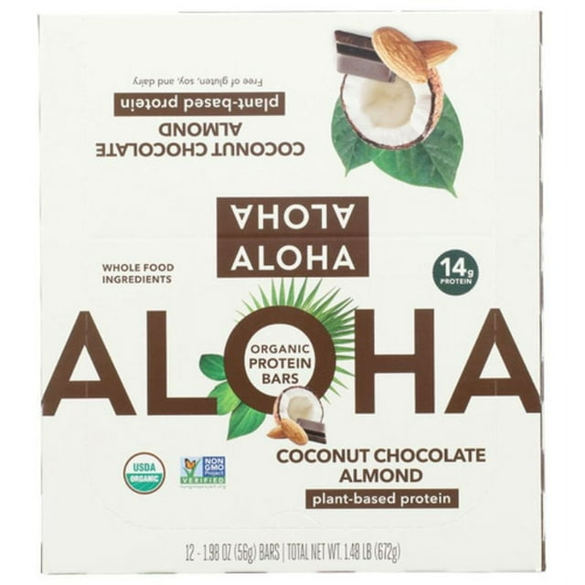 Aloha Organic Coconut Chocolate Almond Plant-Based Protein Bar 12 ct ...