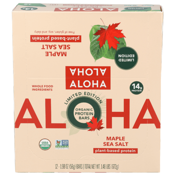 Aloha Organic Maple Sea Salt Plant-Based Protein Bar 12 Pack 1.98 oz - Walmart.com