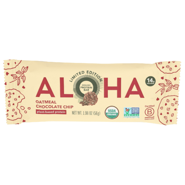 Aloha Organic Oatmeal Chocolate Chip Plant-Based Protein Bar 1.98 oz ...