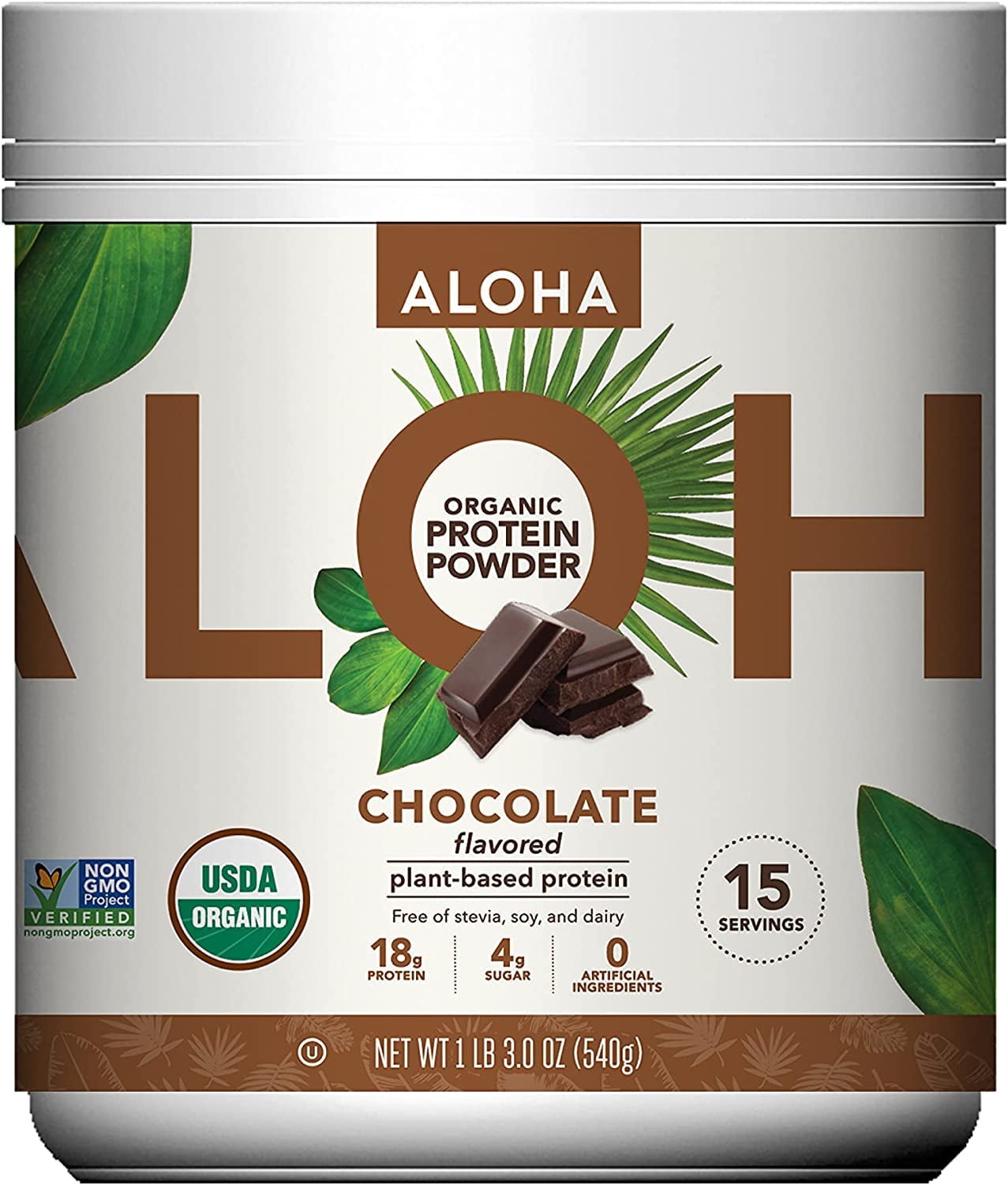 Aloha Organic Plant-Based Protein Powder Chocolate - 15 Servings Pack ...