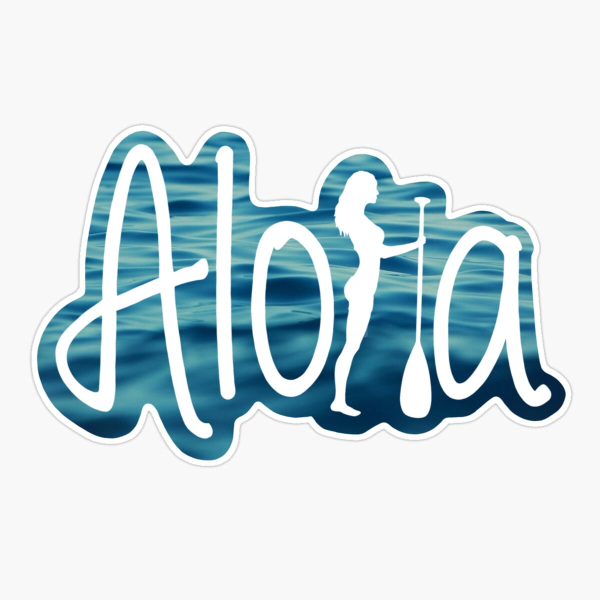 Aloha Paddler Wahine Riding Ocean Waves Sticker - Walmart.com
