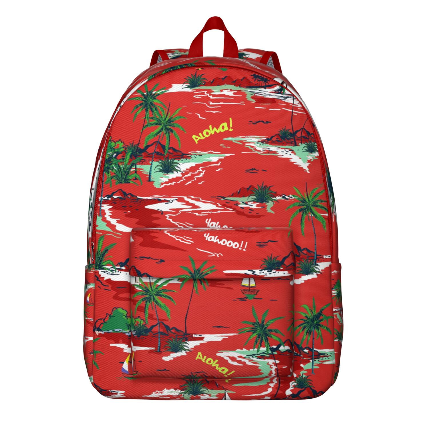 Aloha Palm Leaf Backpack, Hawaiian Tropical Plant School Bag with ...