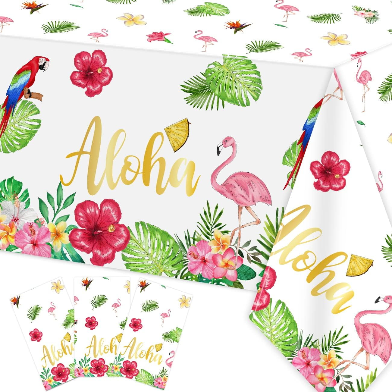Aloha Party Decoration 3 Pack Hawaiian Tablecloths for Luau Party ...
