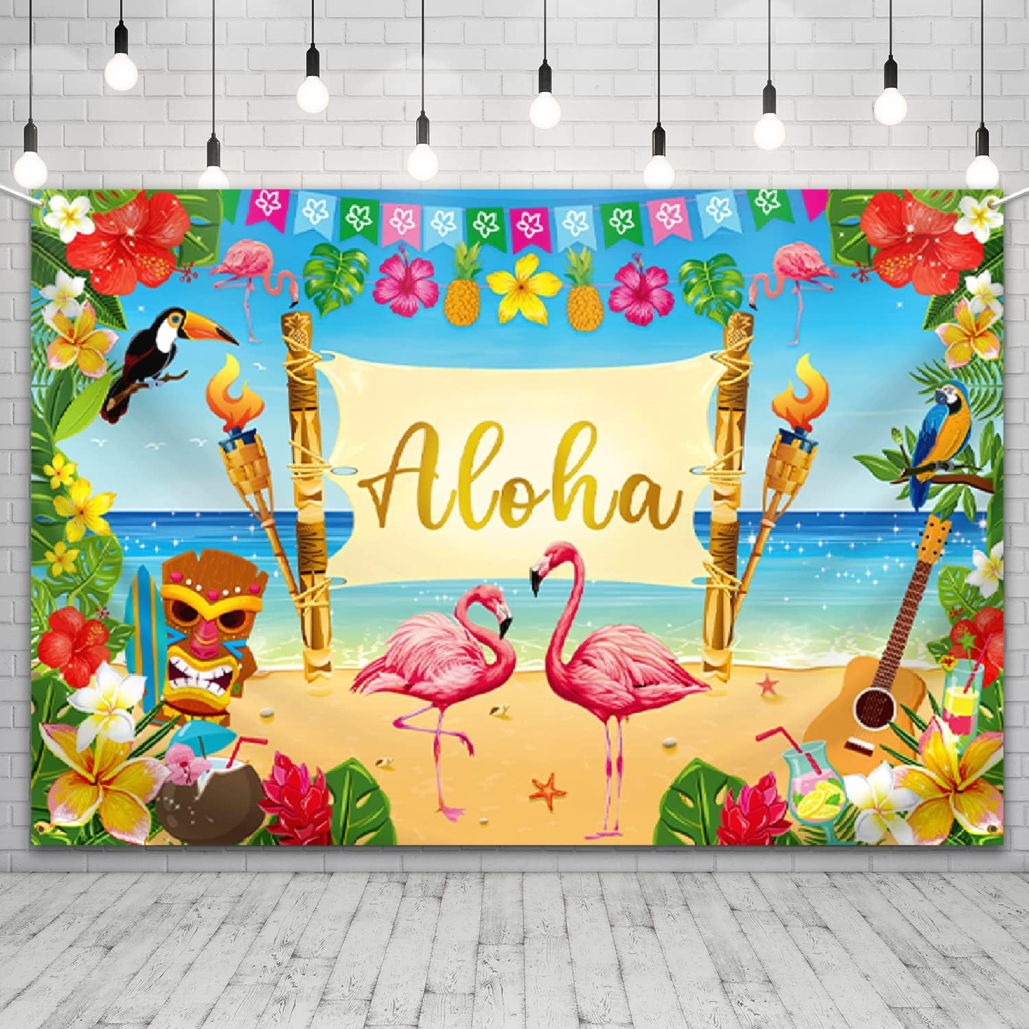 Aloha Party Decoration-Hawaiian Luau Backdrop,Large Summer Beach ...
