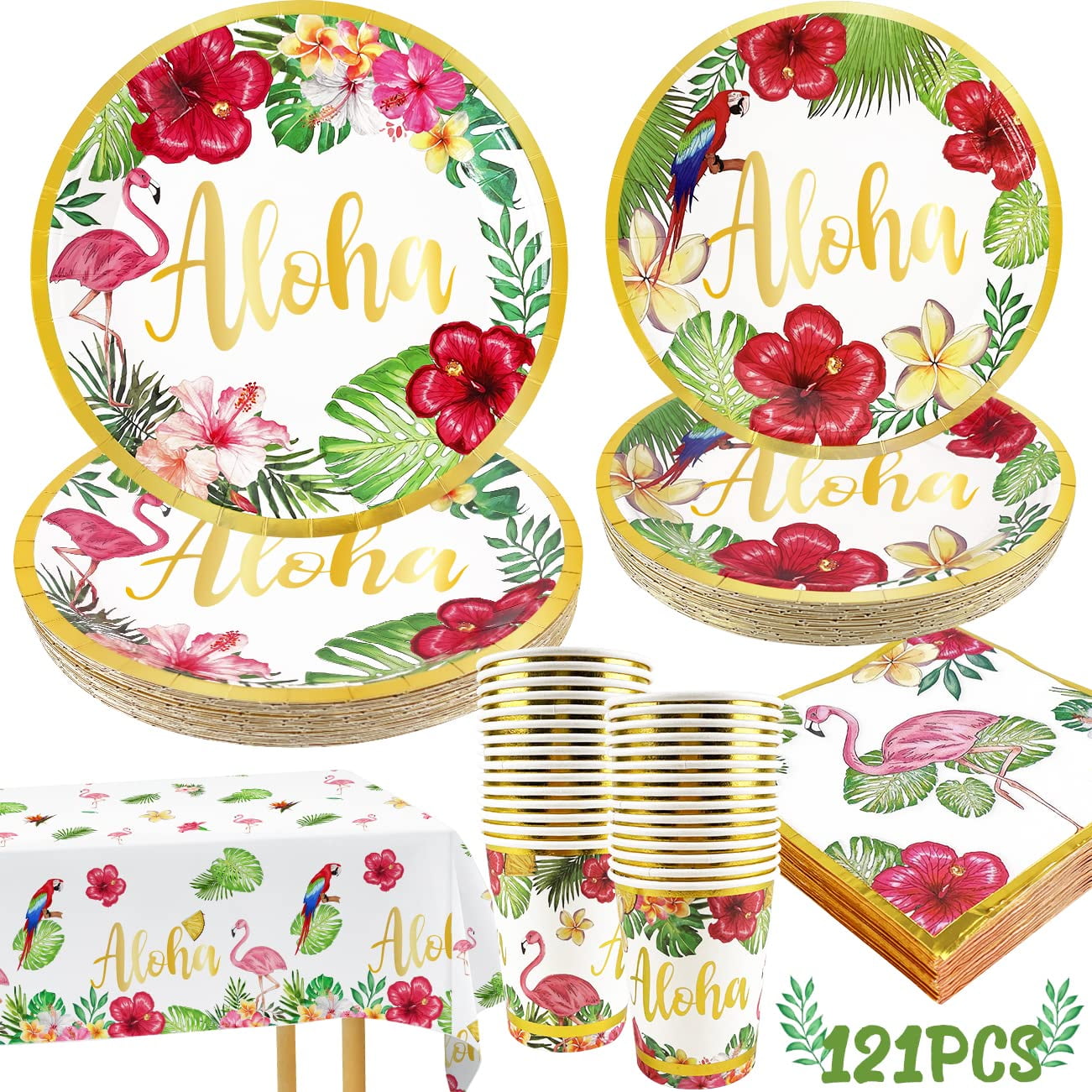 Aloha Party Decorations, 121 IFF17 PCS Hawaiian Aloha and Napkins Set ...