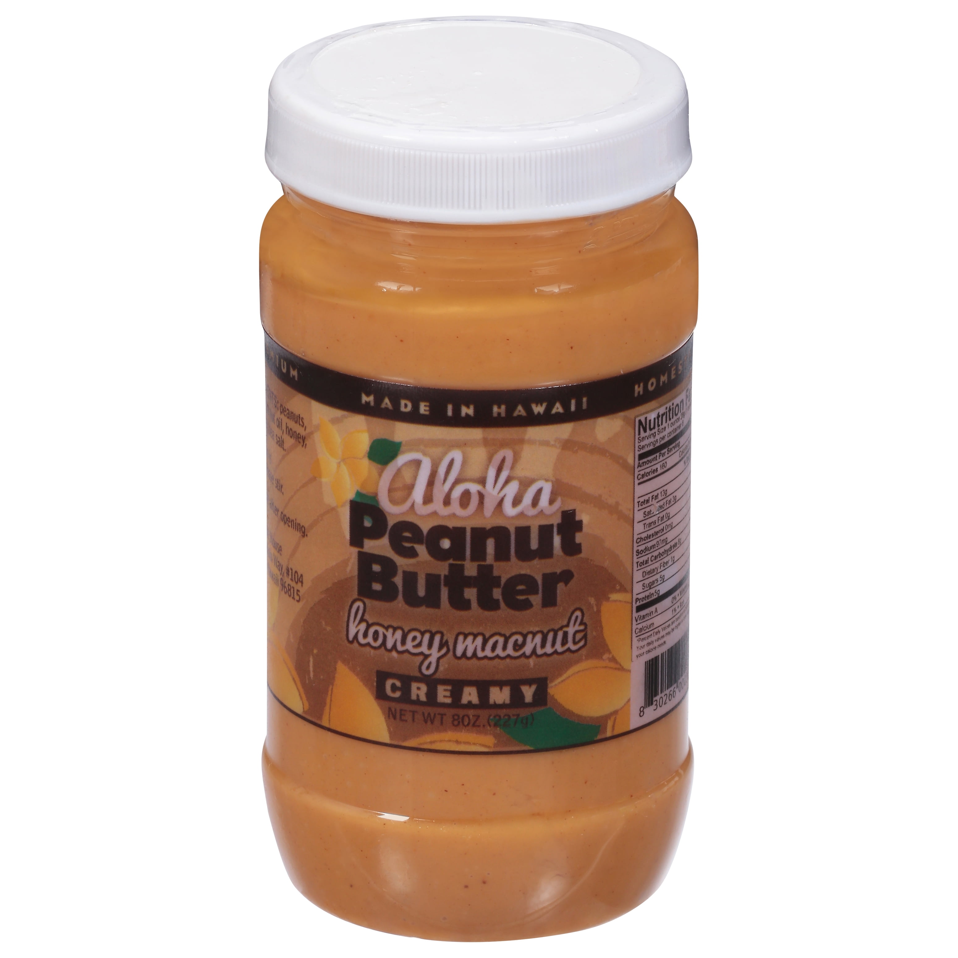 Aloha Peanut Butter Honey MacNut Flavor 8 Ounce Jar Creamy - Walmart.com