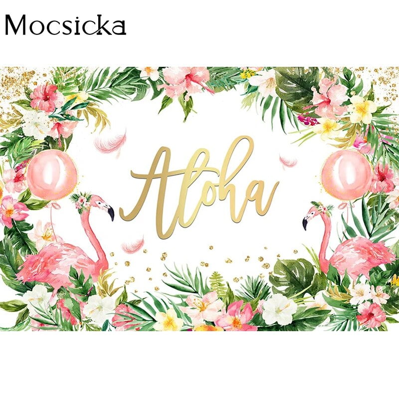 Aloha Photography Background Summer Tropical Jungle Pink Flamingo ...