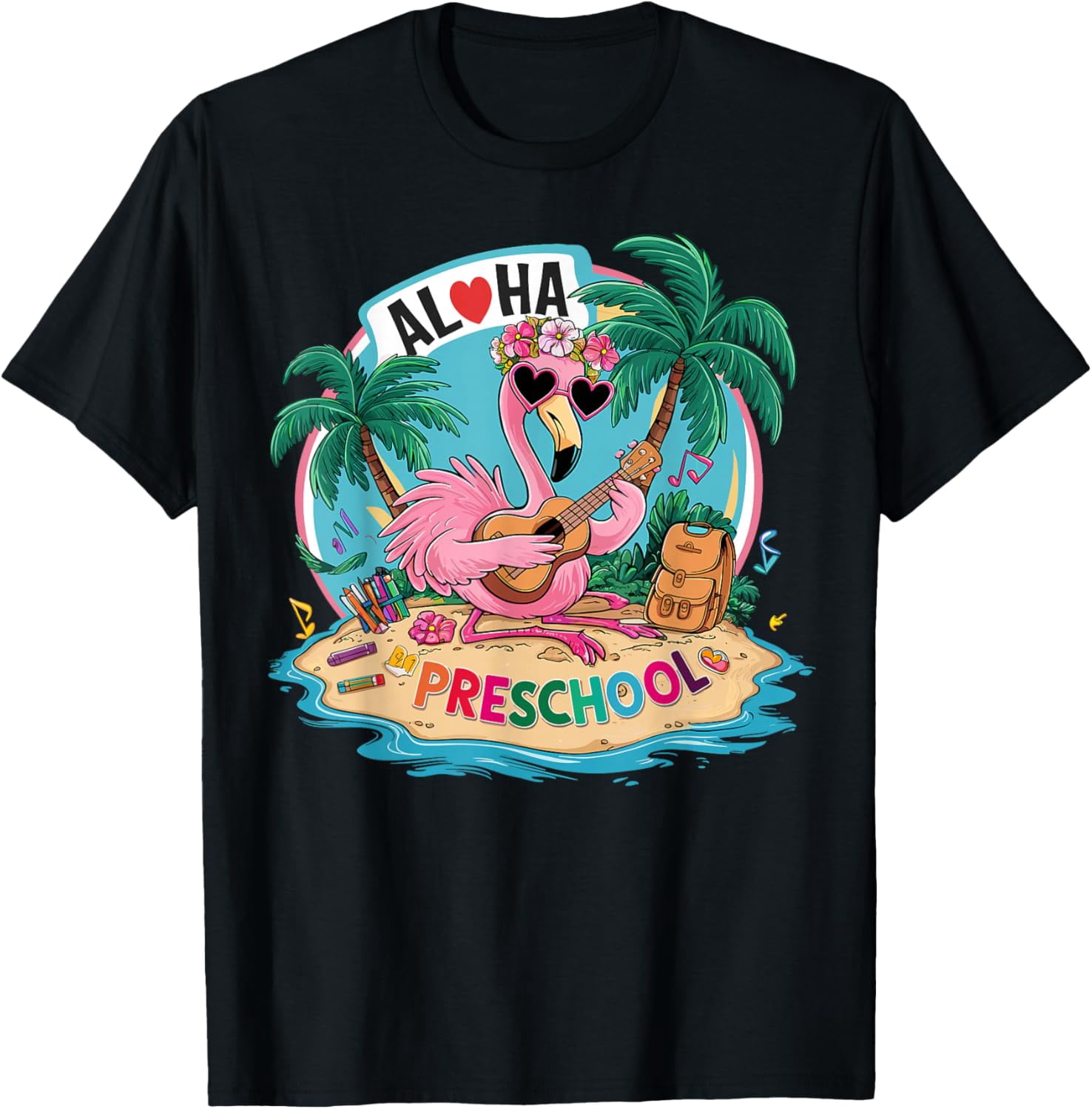 Aloha Preschool Flamingo Hawaii Back to School Adult Adult T-shirt ...