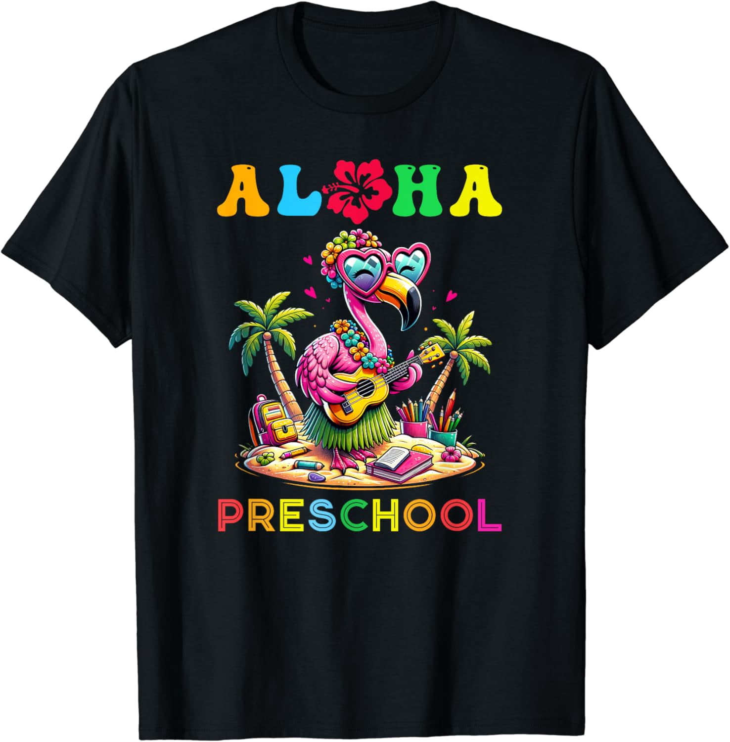 Aloha Preschool Flamingo Hawaii Back to School Kids Girl T-Shirt ...