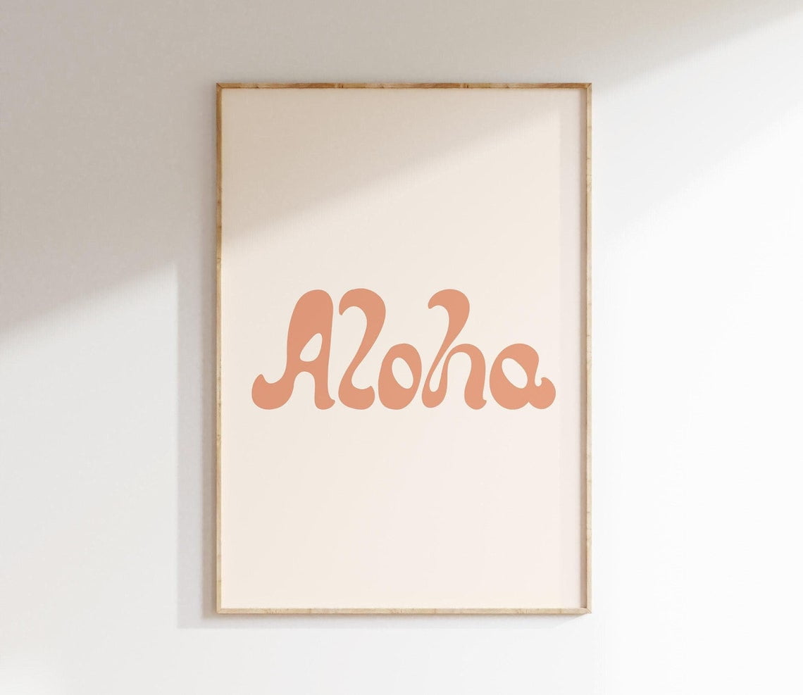 Aloha Print Beach House Wall Art Aloha Typography Print Minimalist ...