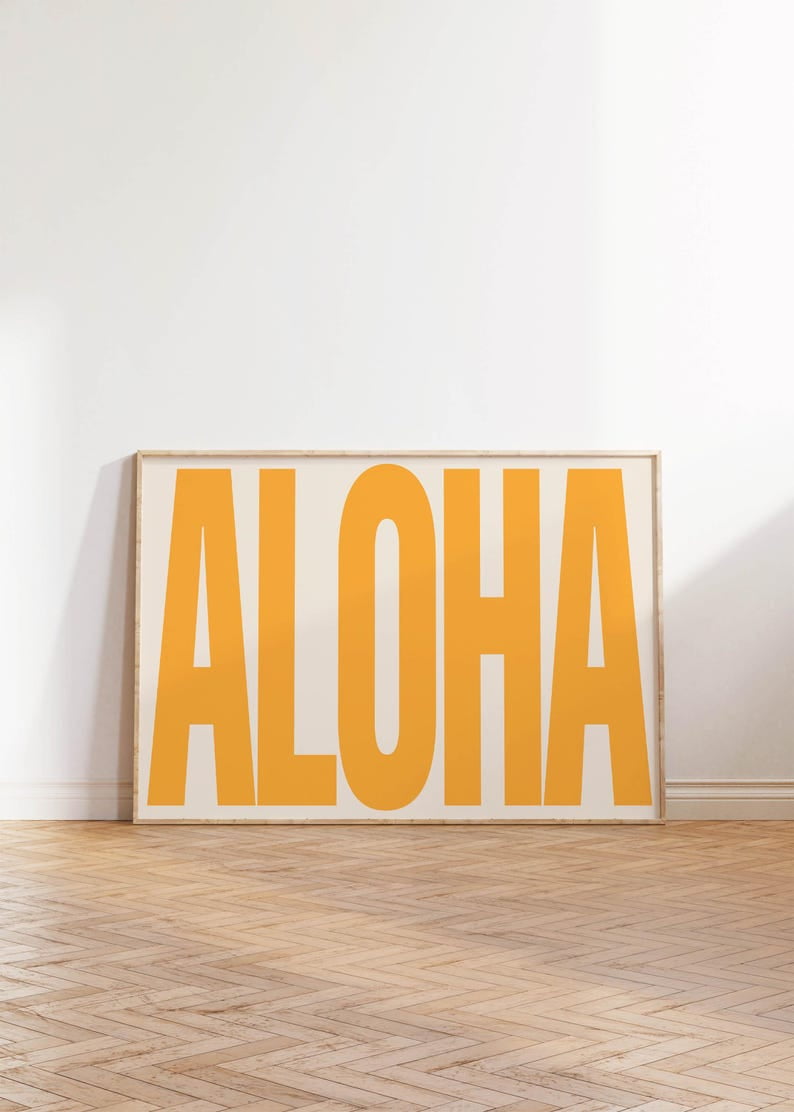 Aloha Print, Typography Poster, Trendy Wall Art, Retro Poster, Hawaiian ...