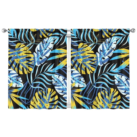 Aloha Retro Theme 2-Piece Kitchen Curtains, 42x54 Inch Tropical Plant ...