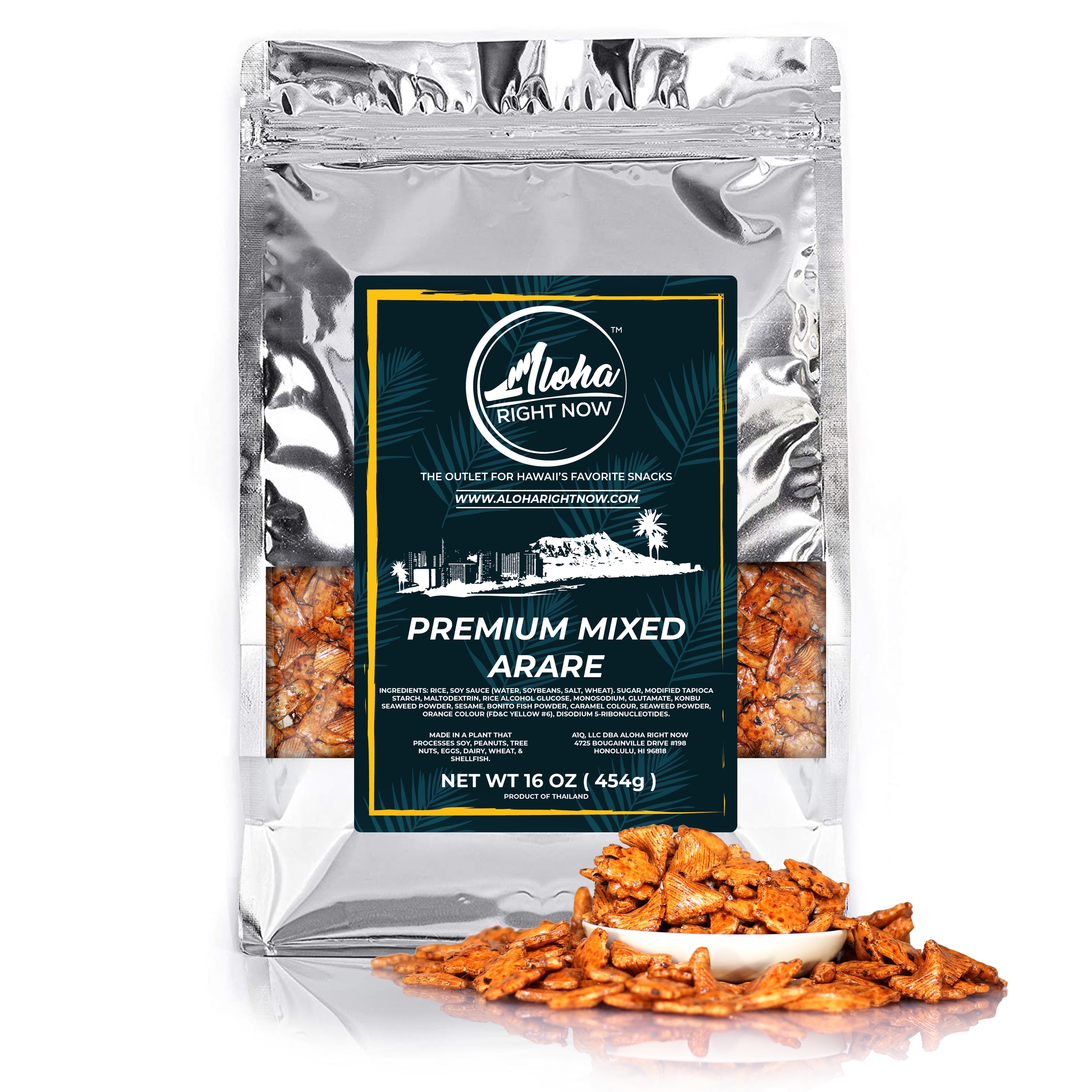 Aloha Right Now Mixed Arare Rice Crackers 1LB Mochi Crunch Asian Snack ...