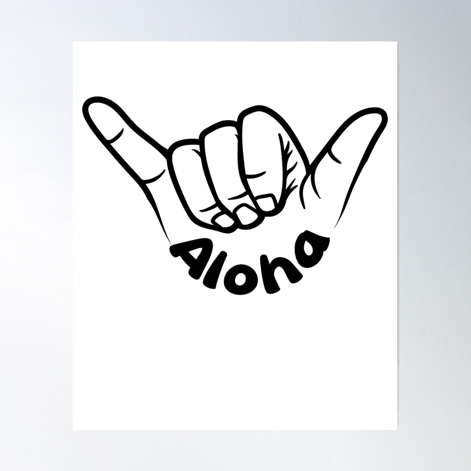 Aloha Shaka Hand Sign - Hawaiian Surfing Vibes Tee Poster Wall Art ...