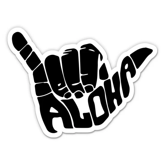 Aloha Shaka Hand Surfing Hawaii Sticker Phone Decal Water Bottle ...