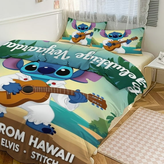 Aloha Stitch Birthday Card 79"x90" 3 Pcs Soft Bedding Set, Includes ...