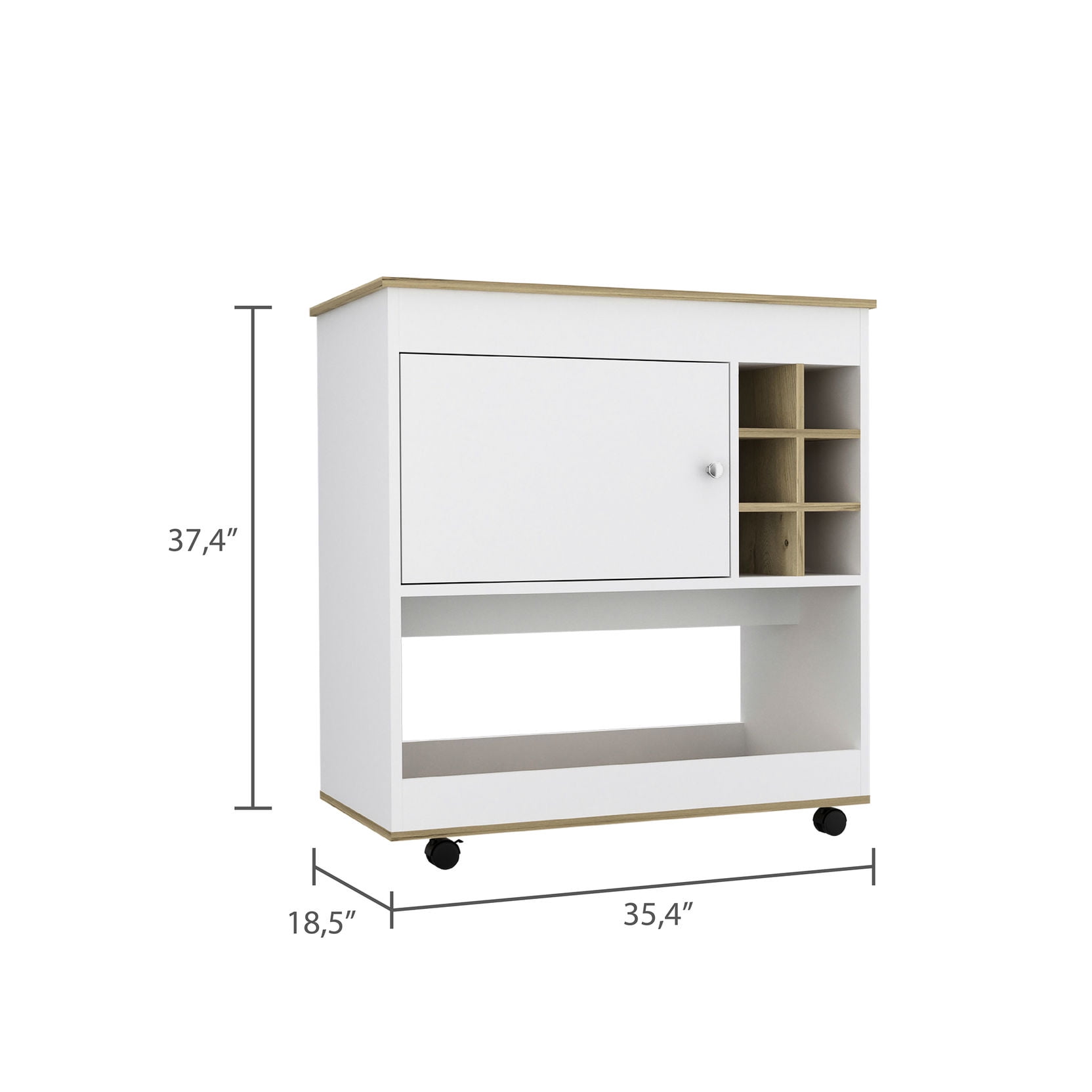 Aloha-Style Bar Cart, Six 4x4'' Cubbies, One Cabinet | Fresh Wine ...