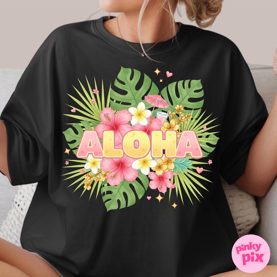 Aloha Sublimation Design, Tropical Hawaii Summer Clipart, Hibiscus Palm ...