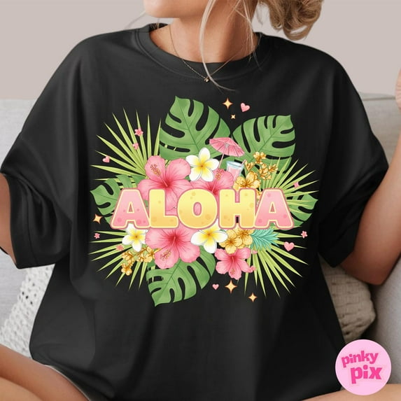 Aloha Sublimation Design, Tropical Hawaii Summer Clipart, Hibiscus Palm ...