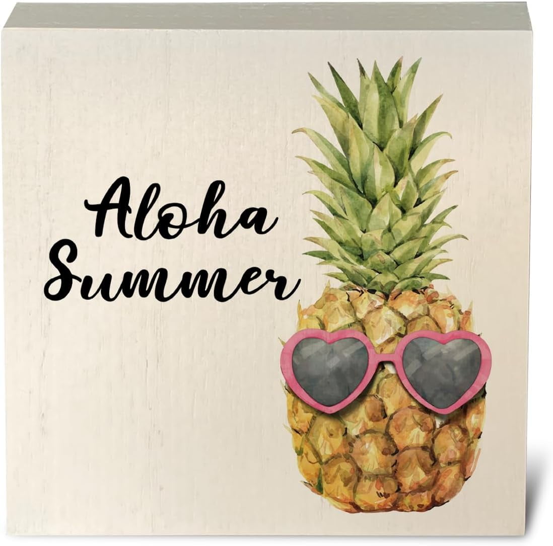 Aloha Summer Decor Pineapple Gifts Beach Decor Wooden Box Sign for ...