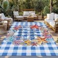 Aloha Summer Indoor Outdoor Rugs 4x6 Ft, Red Starfish Shell Blue Plaid ...
