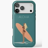Aloha Surfer Deco Tropical Retro Illustration iPhone Case 17 16 15 14 ...