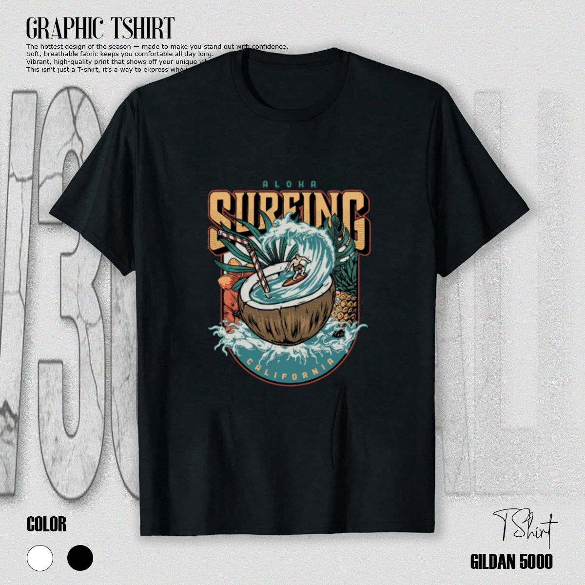 Aloha Surfing Coconut Wave Summer Vacation Aesthetic Island Breeze Top ...