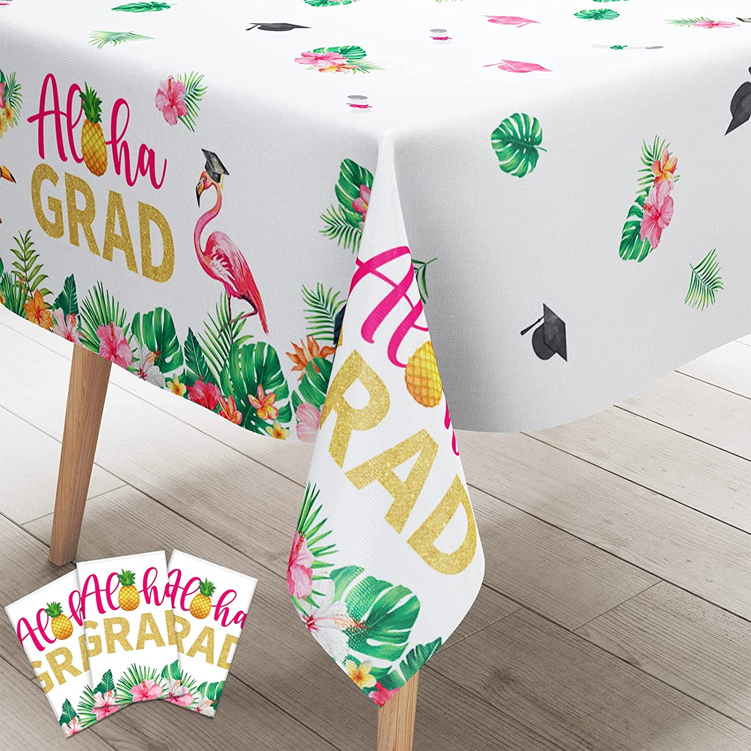 Aloha Tablecloth Graduation Decorations Tablecloths - 3 Pack Tropical ...