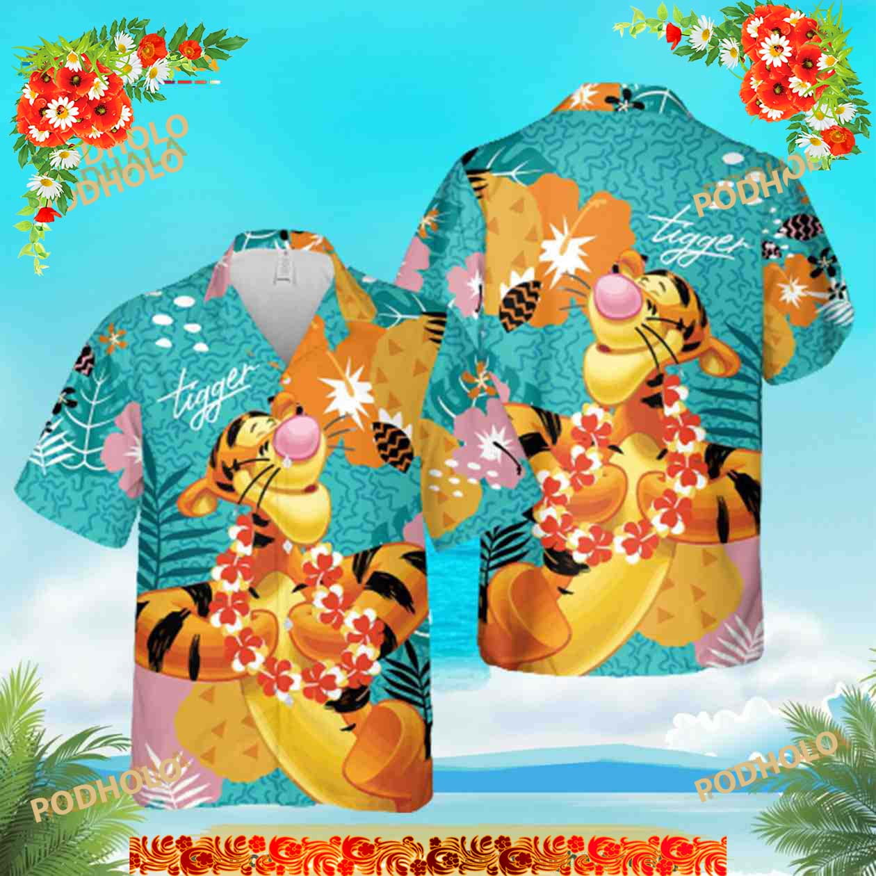 Aloha Tigger Winnie The Pooh Disney Hawaii Shirt Beach Summer - Walmart.com