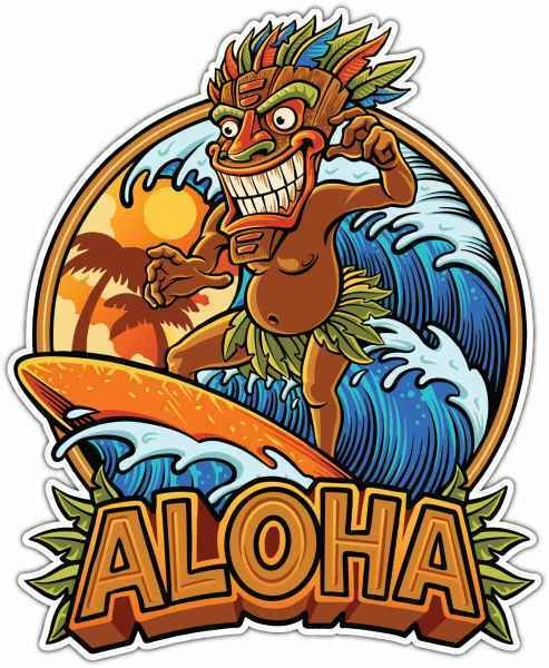 Aloha Tiki Mask Surfing Surf Beach Vacation Car Stickerphone Decal ...