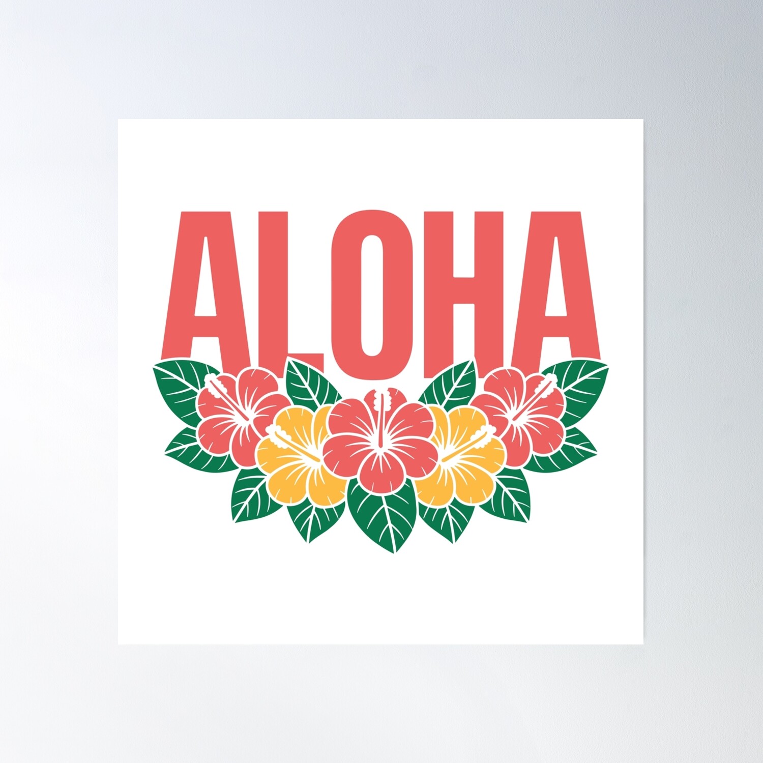 Aloha Tropical Hibiscus Poster Wall Art, Modern Wall Decor, 30x30 ...